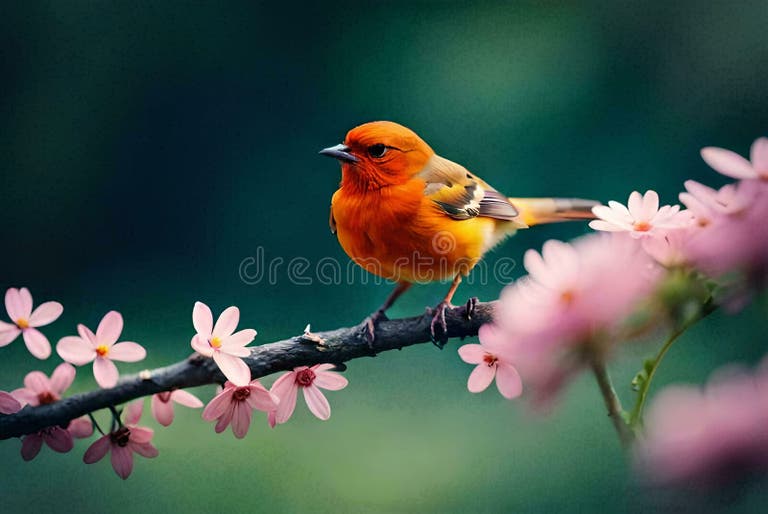 Cardinal on a Branch Robin on a Branch Stock Illustration ...