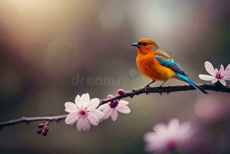 Robin on branch stock illustration. Illustration of orange - 311545733