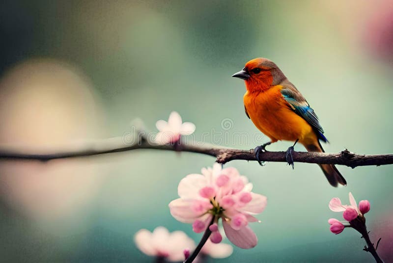 Robin on branch stock illustration. Illustration of winter - 311546425