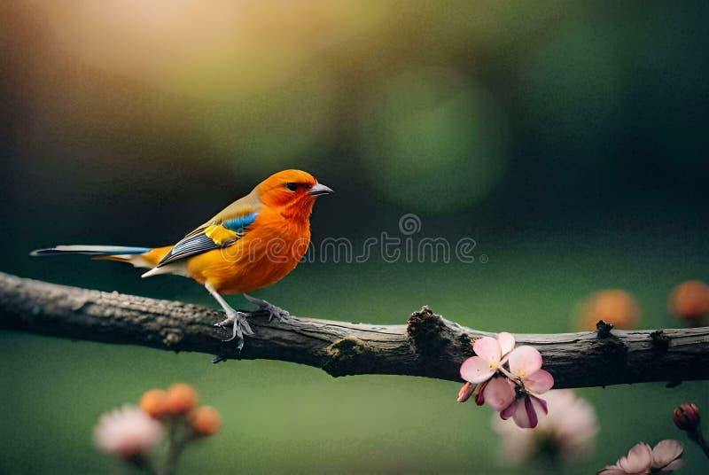 Robin on a branch stock illustration. Illustration of easter - 311546469
