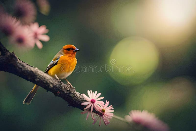Robin on branch stock illustration. Illustration of songbird - 311546611