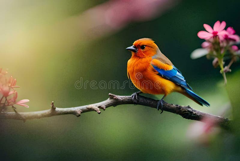 Robin in the Garden Robin on Branch Stock Illustration - Illustration ...