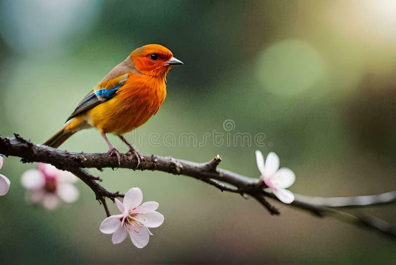 Robin on Branch Robin on a Twig Stock Illustration - Illustration of ...