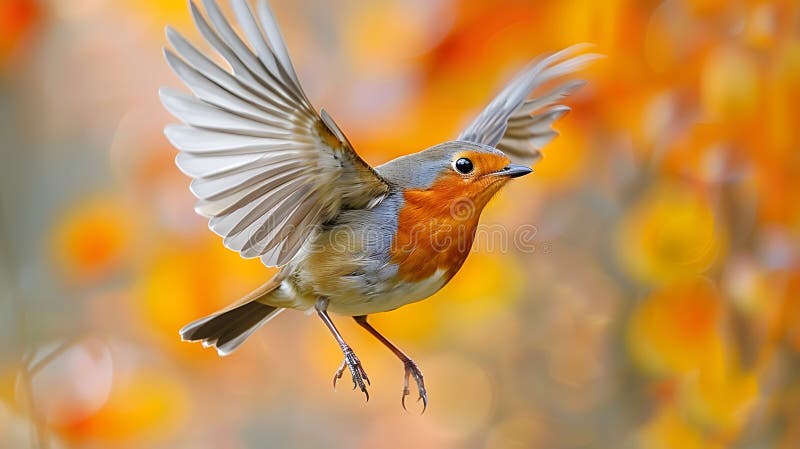 Robin Flying on Sky Isolated on Yellow Stock Illustration ...
