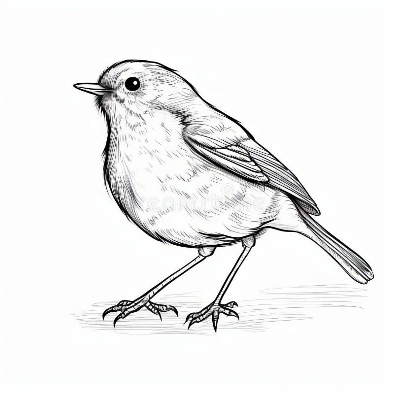 Minimalist Robin Sketch on White Isolated Background Illustration Stock ...