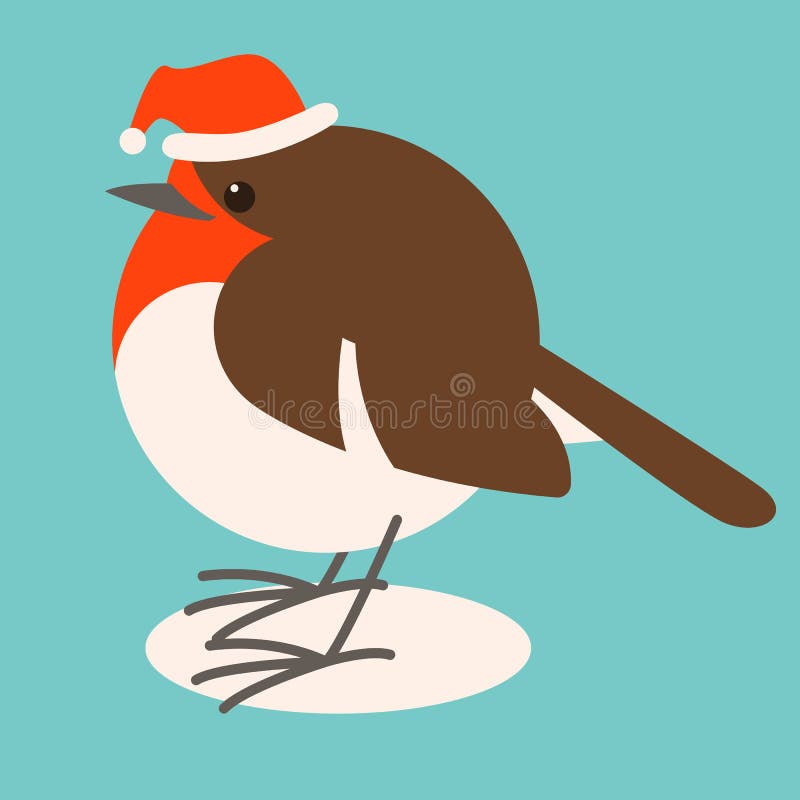Robin in Santa Hat, Vector Illustration , Flat Style ,profile Stock ...
