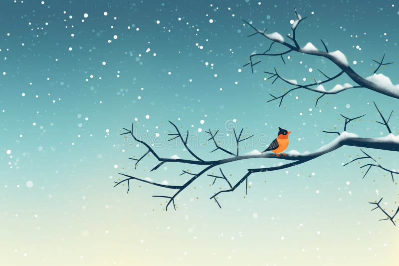 Robin Silhouetted Against Falling Snow on a Branch Stock Photo - Image ...