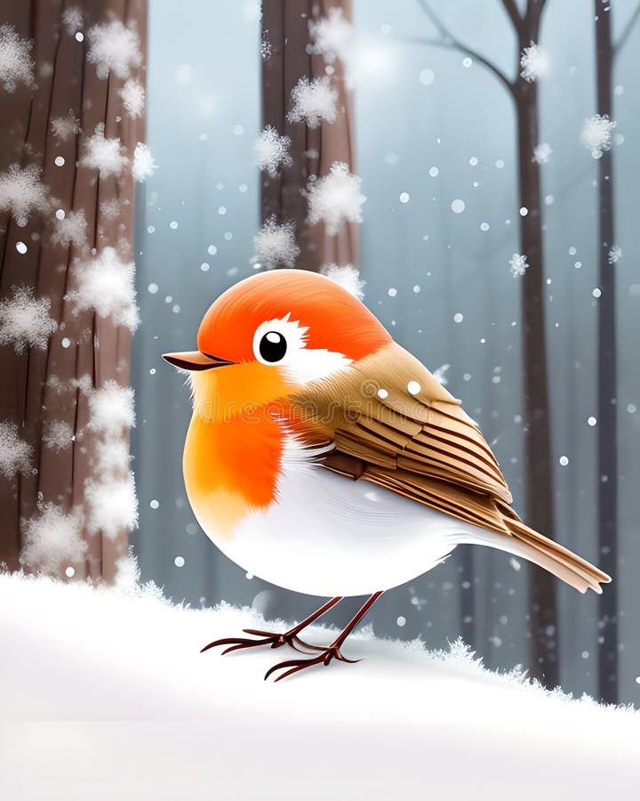 Robin in the snow stock illustration. Illustration of xmas - 296024536