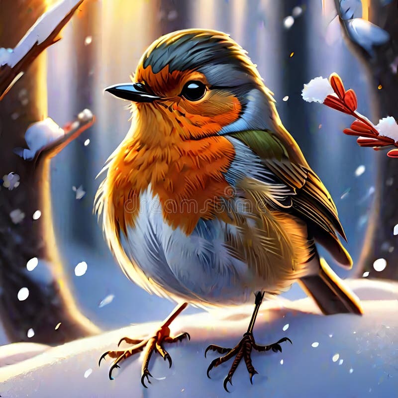 Robin in the snow stock illustration. Illustration of blizzard - 296025925