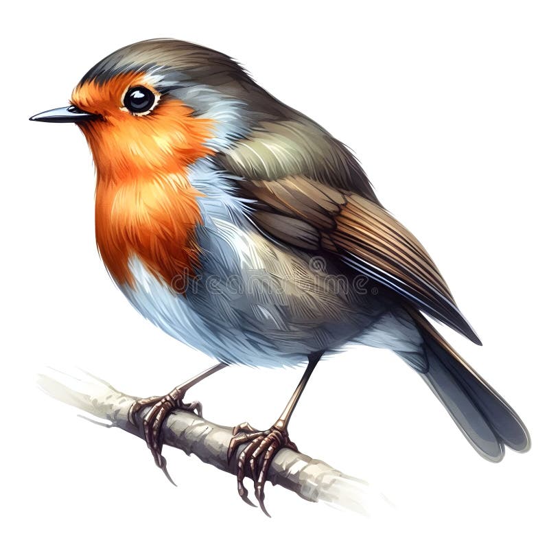 Robin Watercolor Bird Hand stock illustration. Illustration of clipart ...