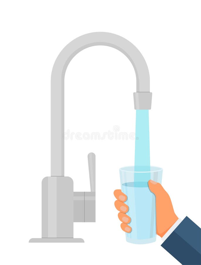 Robinet D'eau Avec Verre. Boisson De Remplissage. Illustration ...