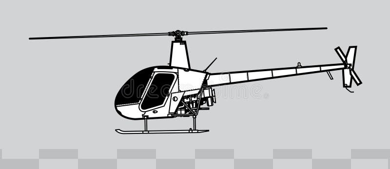 Robinson R22 Beta II. Vector Drawing of Light Utility and Trainer ...