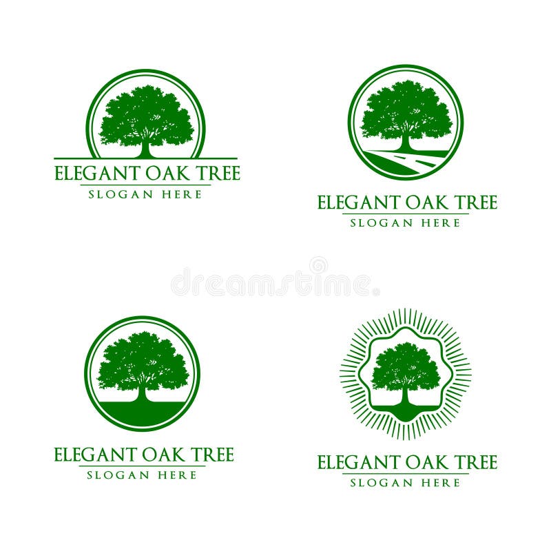 Roble, árbol, logotipo stock de ilustración. Ilustración de verde ...