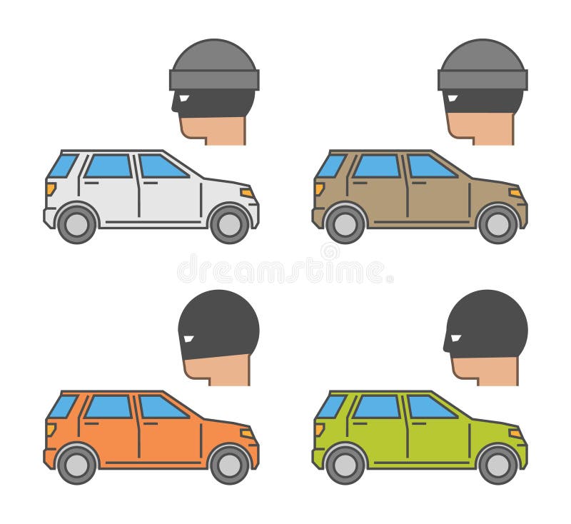 Robo De Automóviles Determinado De Los Iconos Del Vector Stock de ...