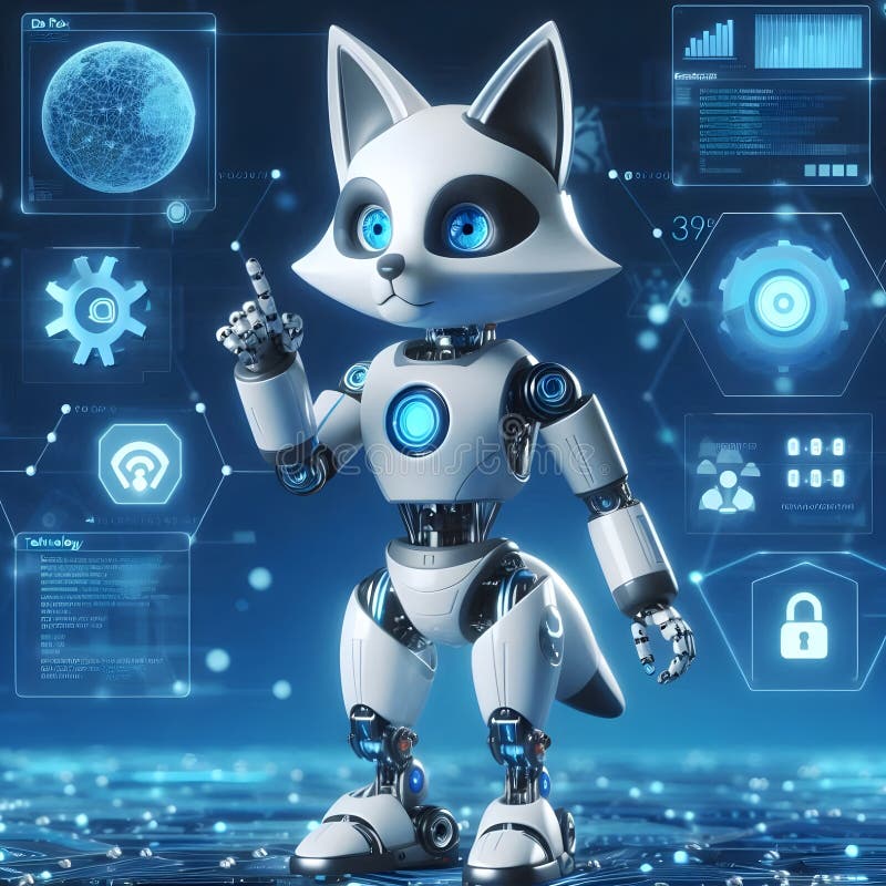 Robo-Fox: a Digital Companion Stock Illustration - Illustration of eyes ...