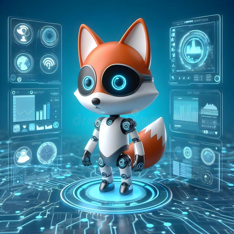 Robo-Fox: a Digital Companion Stock Illustration - Illustration of ...