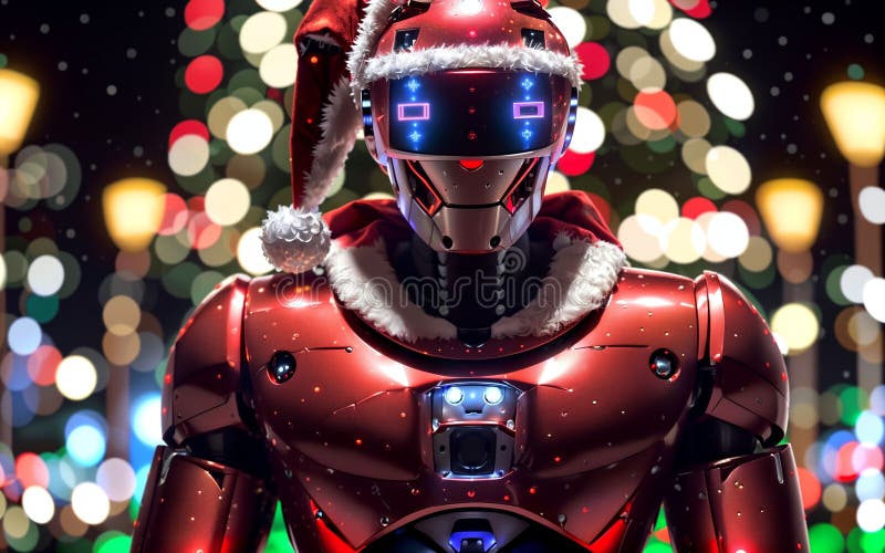 Robo-Santa Bringing Techno-Cheer To Christmas Stock Illustration ...
