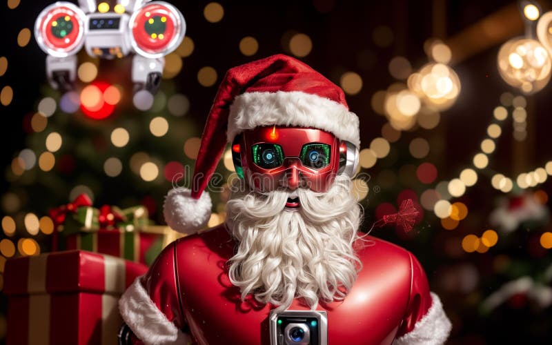Robo-Santa Bringing Techno-Cheer To Christmas Stock Illustration ...