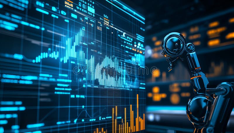 Robo Trading RPA Automation Robot Chart Graphs Diagram Business ...