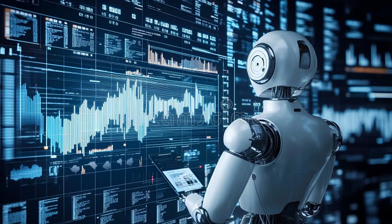 Robo Trading RPA Automation Robot Chart Graphs Diagram Business ...