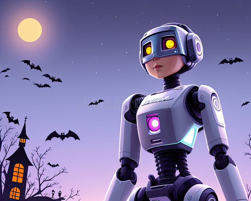 Anthropomorphic Robod on Halloween Night. Generative Ai Stock ...