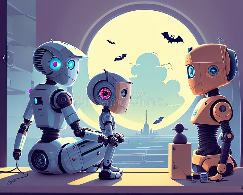 Anthropomorphic Robod on Halloween Night. Generative Ai Stock ...
