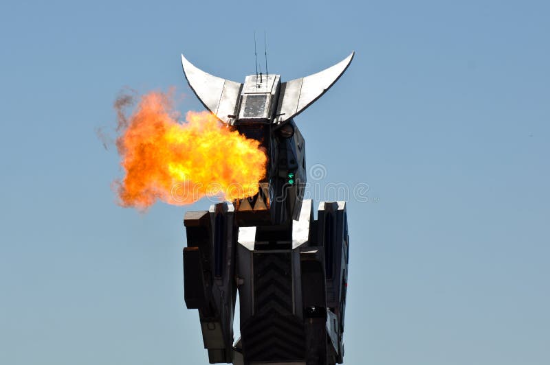 Robosaurus editorial image. Image of gray, fire, breathing - 19483490