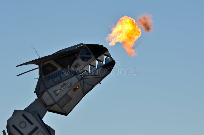Robosaurus breathing Fire editorial photo. Image of flame - 18946841