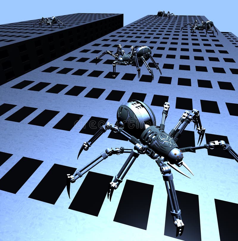 Robospiders Attack stock illustration. Illustration of robots - 513164
