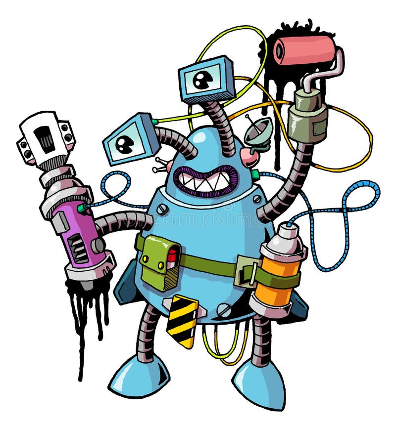 Robot 01 SPRAY WARRIOR stock vector. Illustration of vector - 5962423