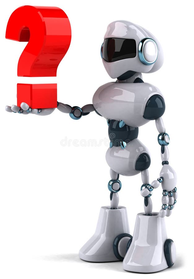 Cute Robot with Question Mark Stock Illustration - Illustration of ...