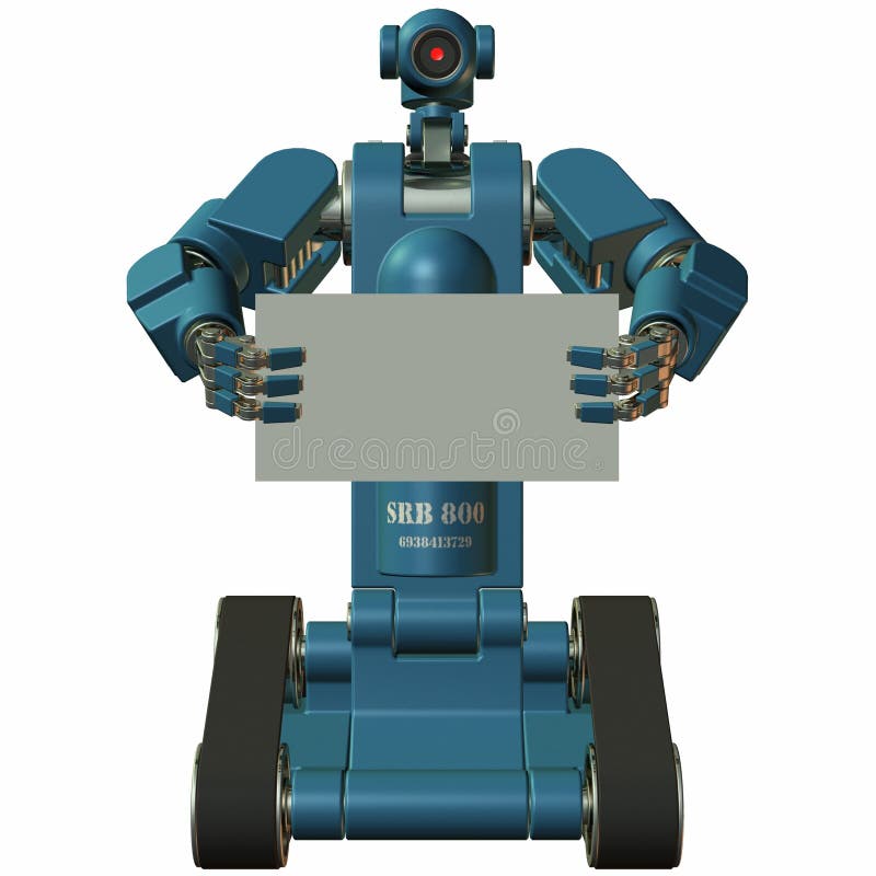 Funny Robot Cartoon Kicking the Air in a White Background Stock ...