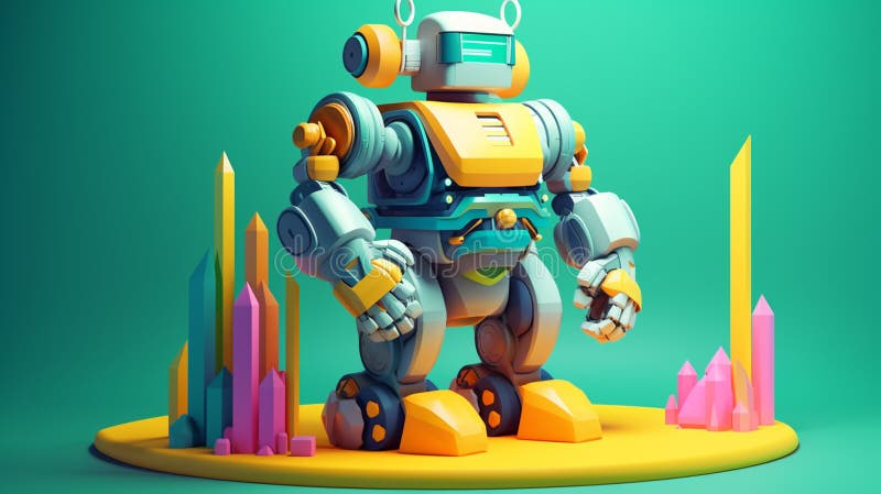 Cog in 3D Style Trending Color Palette with Generative AI Stock ...