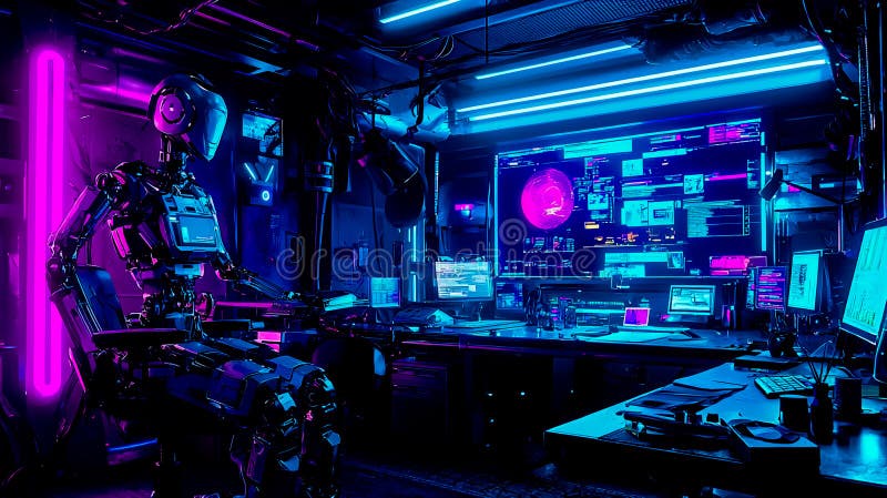 A Robot Acting As a Graphic Designer in a High-tech Design Studio ...