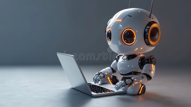 Robot in Action Exploring Technology Creative Workspace Digital Environment Futuristic Viewpoint ...