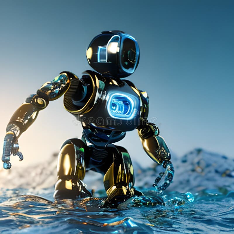 A Robot in Action Inside Water. Generative AI Stock Illustration ...