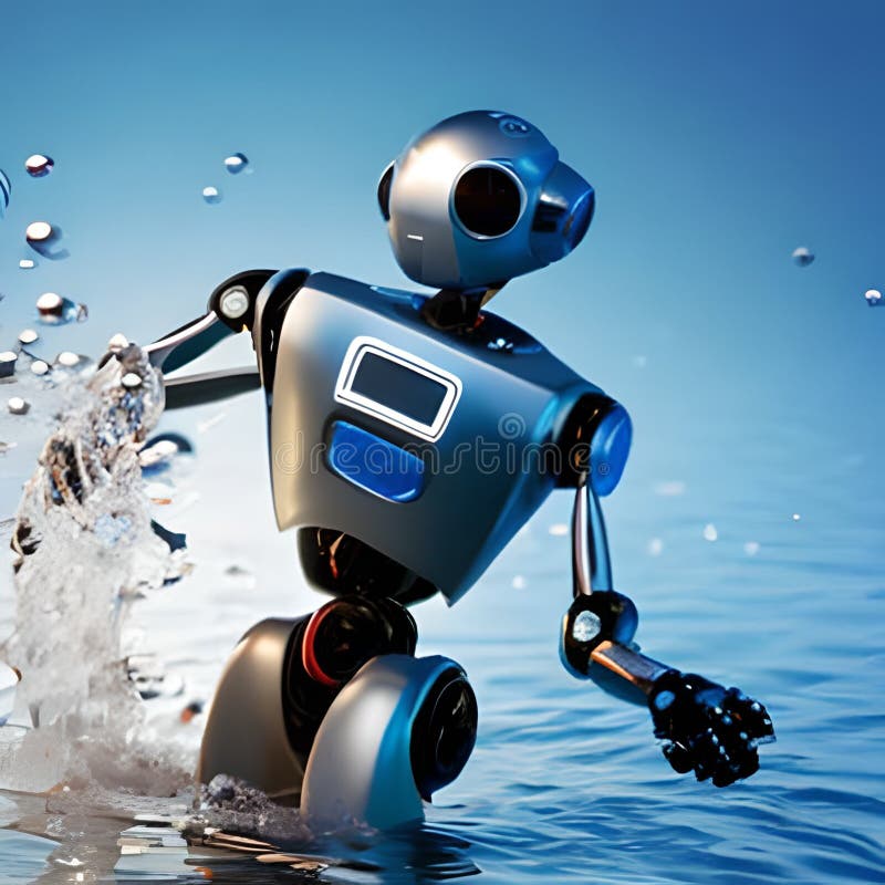 A Robot in Action Under Water. Generative AI Stock Illustration ...