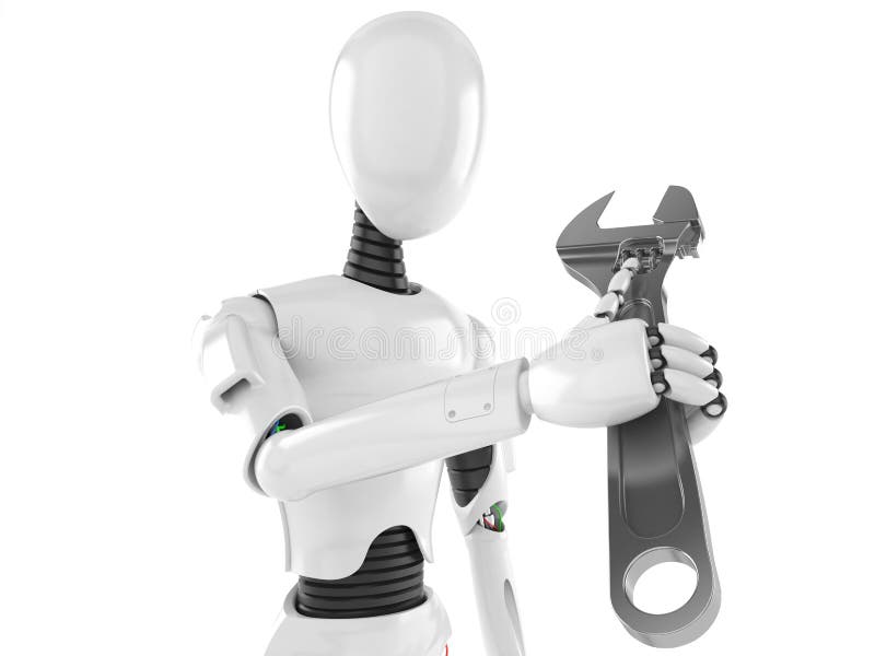 Robot with Adjustable Wrench Stock Illustration - Illustration of ...