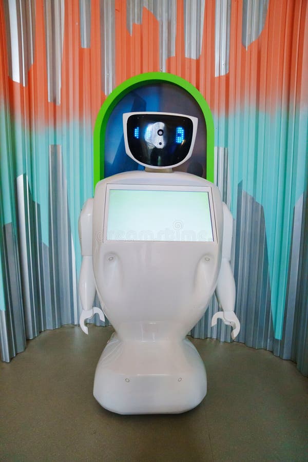 A Robot Administrator with a Screen is an Innovative Device. Stock ...