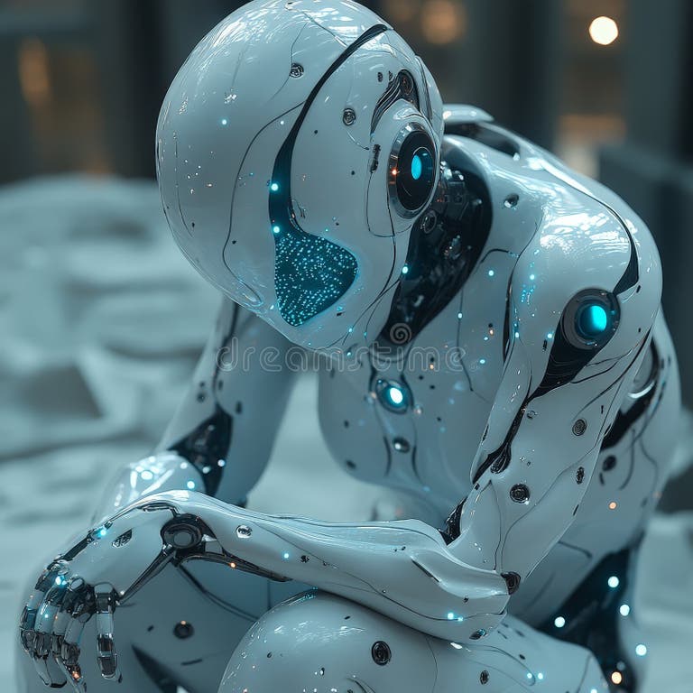Robot with Advanced Technology Brain, Reflecting on Thought Process, Artificial Intelligence ...