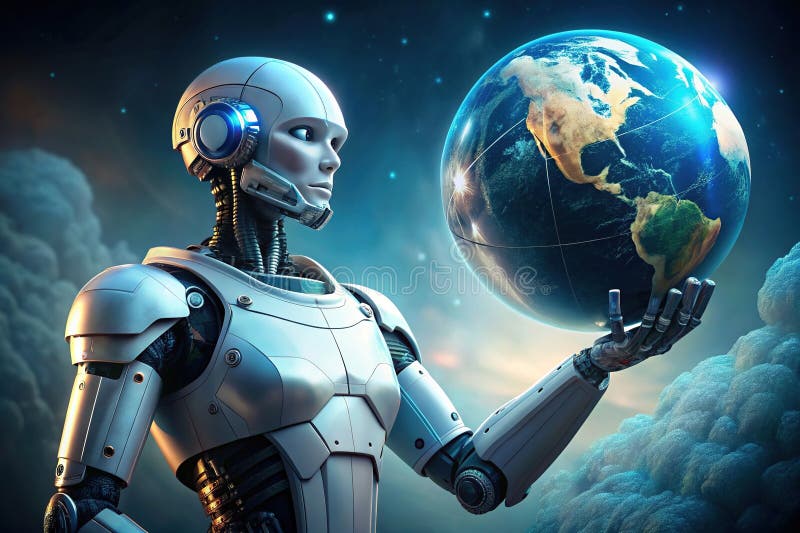 Robot Age. New Generation Robots. Robot Holding a World Globe Stock ... Robot Age. New Generation Robots. Robot Holding a World Globe Stock ...