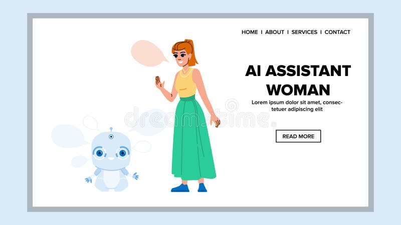 Robot Ai Assistant Woman Vector Stock Vector - Illustration of computer ...