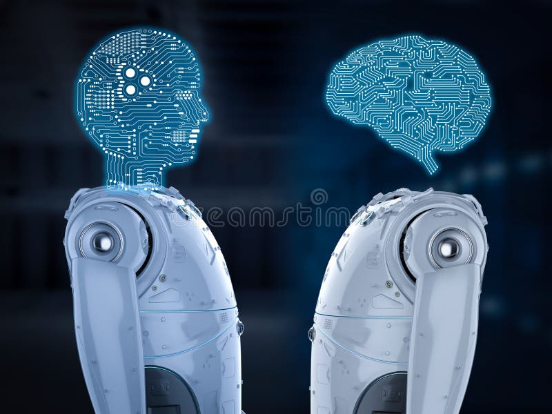 Robot with ai brain stock illustration. Illustration of mainboard ...