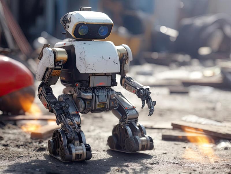 Robot Aiding Disaster Relief with AI Stock Illustration - Illustration ...