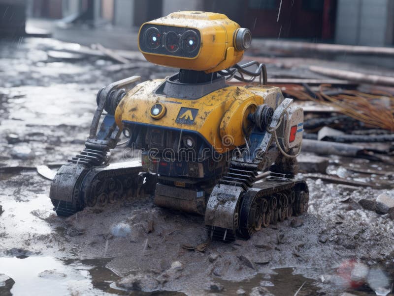 Robot Aiding Disaster Relief with AI Stock Illustration - Illustration ...