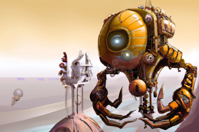 Robot Alien with Clawed Hands AI Sci-fi Art Stock Illustration ...