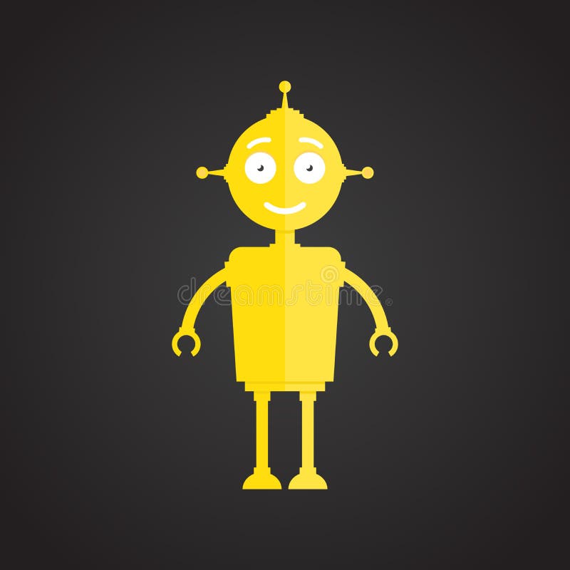 Robot Amarillo Amistoso, Vista Delantera Ilustración del Vector ...