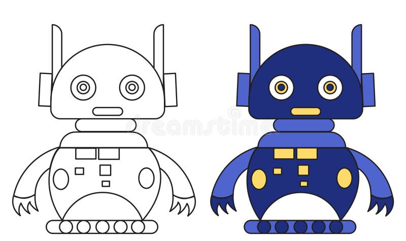 Robot, Android Cartoon Coloring Book Vector Vector Stock Illustration ...