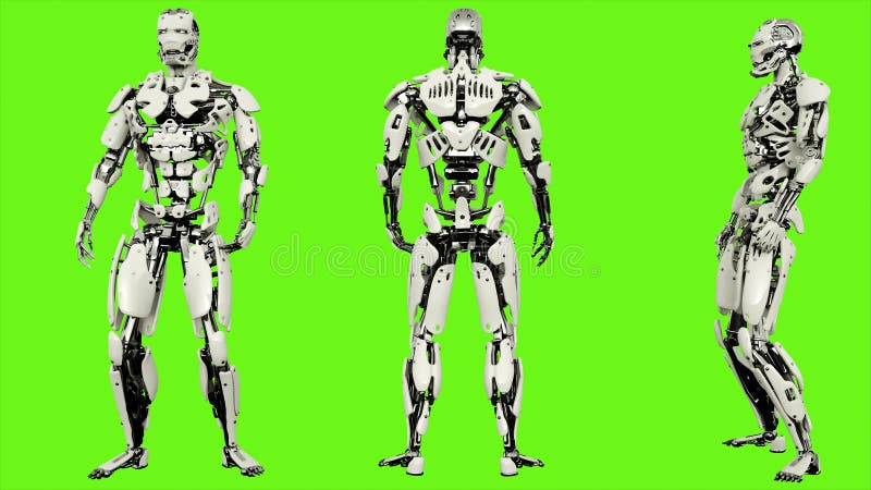 Robot Android is Defeated. Realistic Looped Motion on Green Screen ...