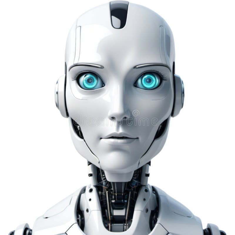 Robot Android Head Isolated on White Background Stock Illustration ...